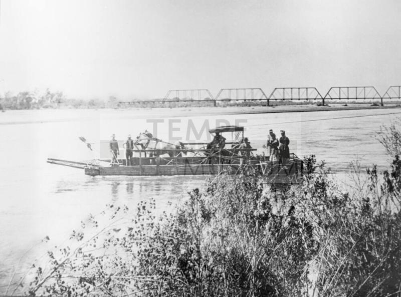 Photograph, Black and White--Carriage/horses/people on Hayden's Ferry ...